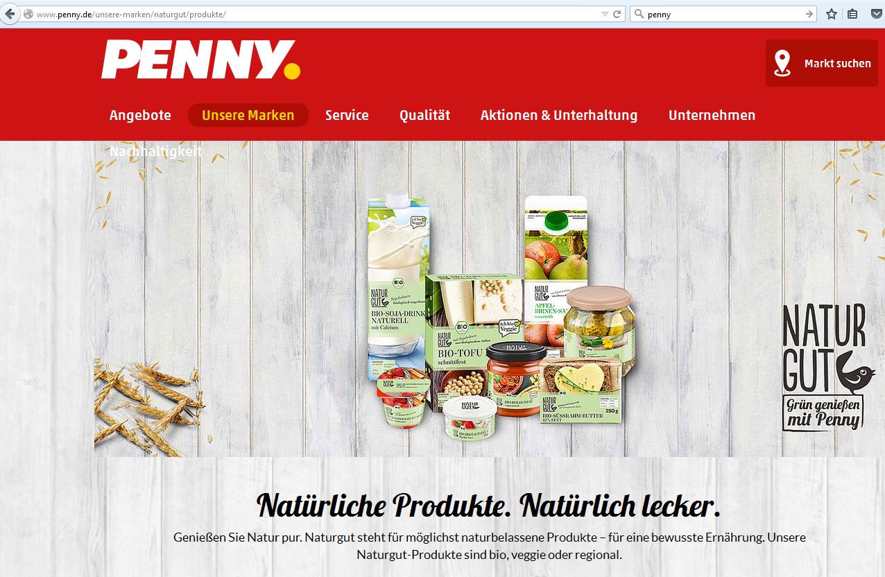 Werbung für Naturgut-Produkte auf penny.de | Lebensmittelklarheit
